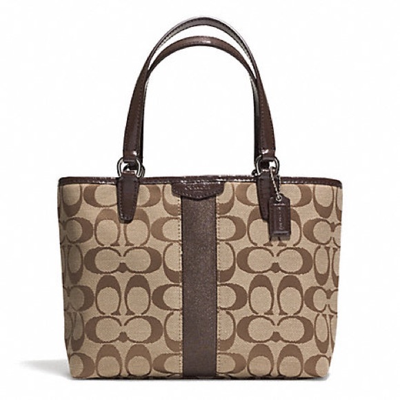 Coach | Bags | Coach Signature Khaki Mahogany Tote Shoulder Bag | Poshmark